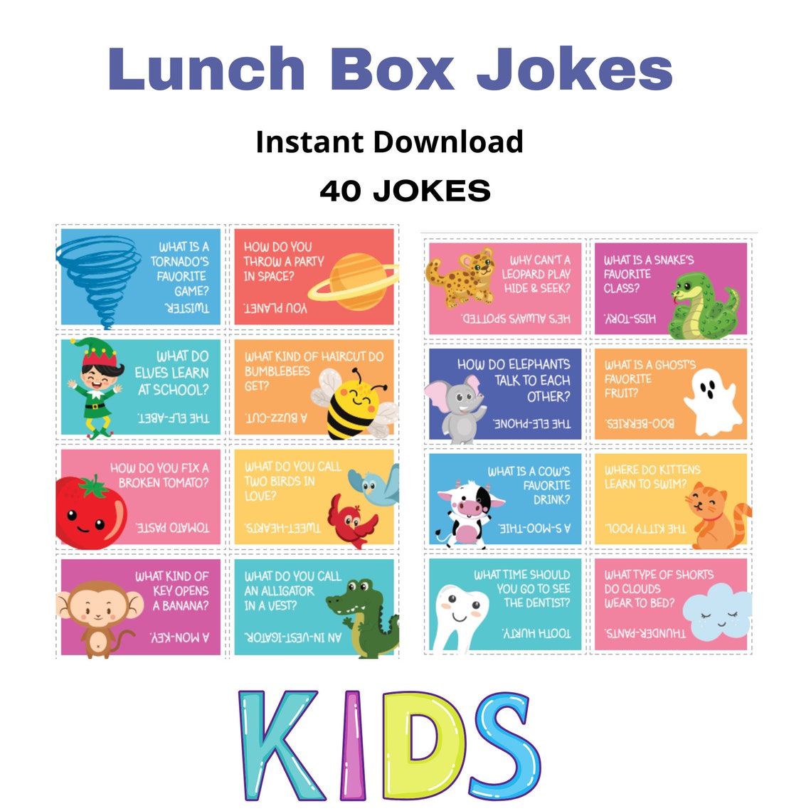 Lunchbox Jokes Printable, Lunch Box Notes, Jokes for Kids, Lunchbox ...