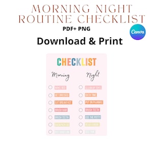Kids Checklist Template, Morning Bedtime Nighttime Checklist, Chore ...