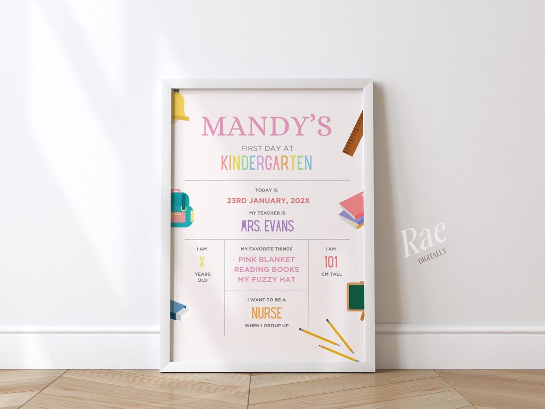 Custom First Day of School Sign Editable Template | Back to School Sign ...