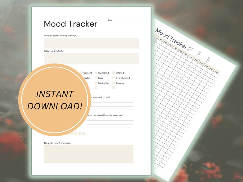 Mood Tracker | Mood Tracker Printable | Daily Mood Tracker | Monthly ...