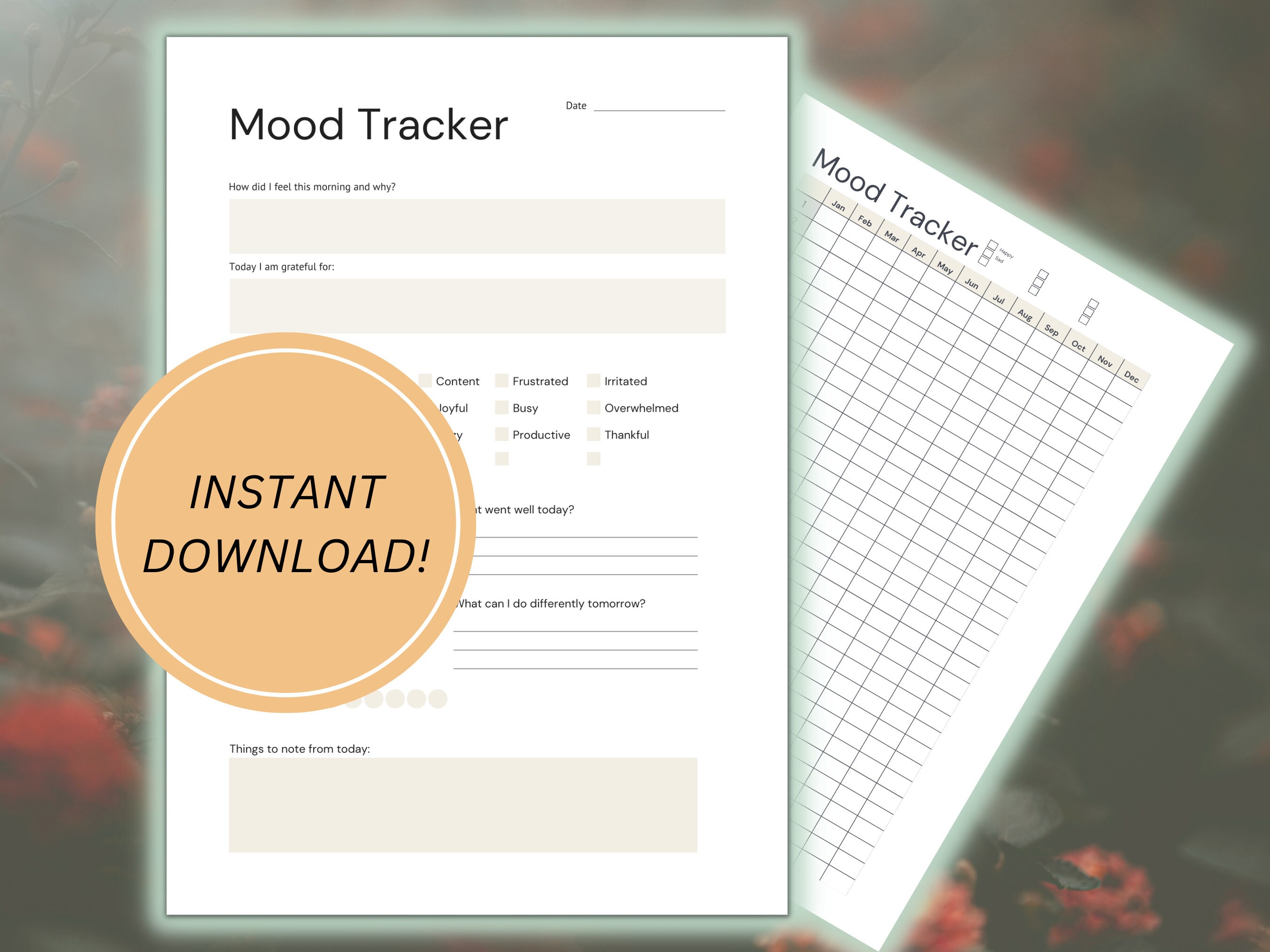 Mood Tracker Mood Tracker Printable Daily Mood Tracker Monthly Mood Tracker - Etsy UK