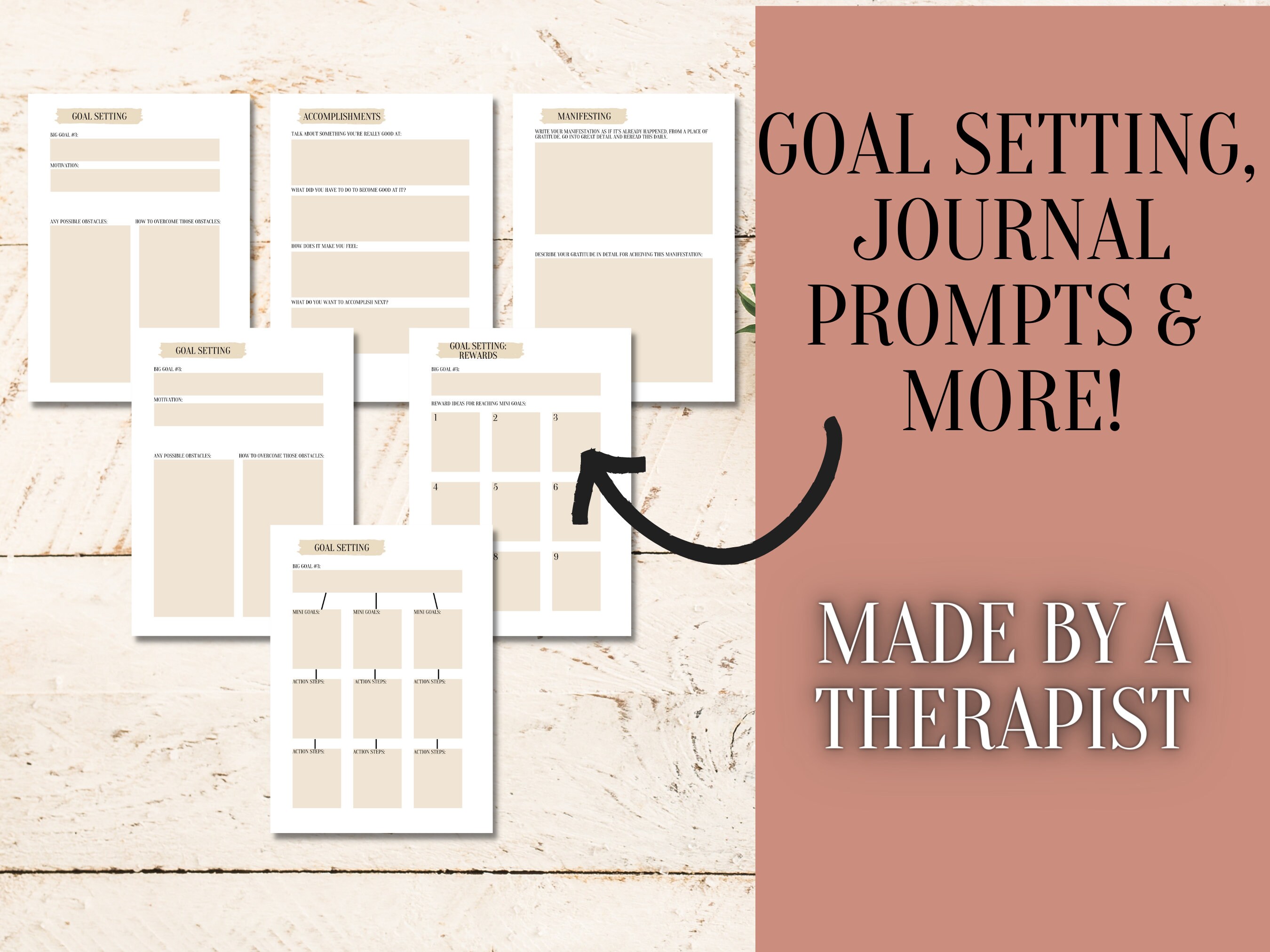 Mental Health Journal Journal Prompts Goal Setting Planner Workbook ...