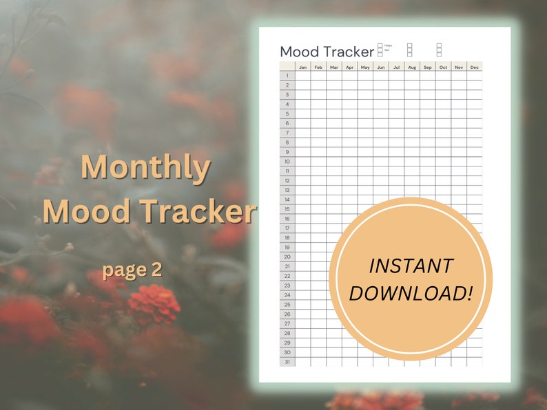 Mood Tracker | Mood Tracker Printable | Daily Mood Tracker | Monthly ...