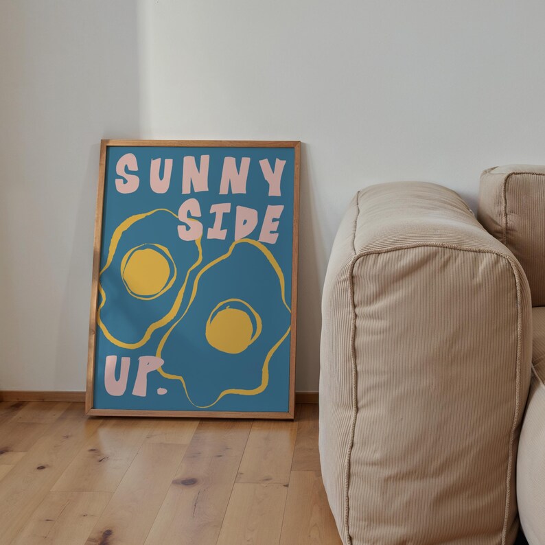 Sunny Side up Print | 6 Colours | Kitchen (egg Lover, Fried, Vintage ...