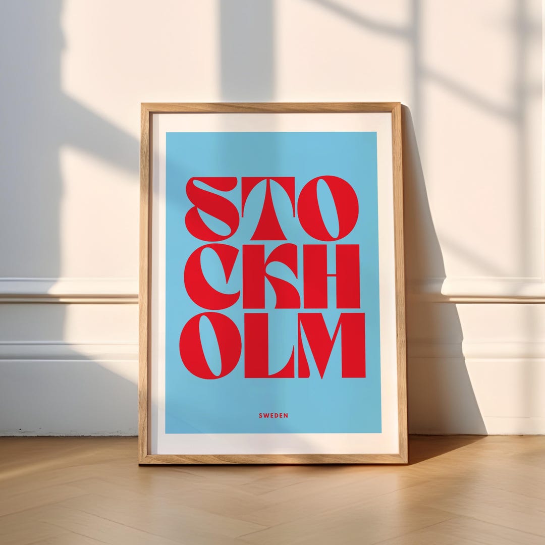 Stockholm Typography Print | 4 Colours | Travel (sweden, Scandi ...