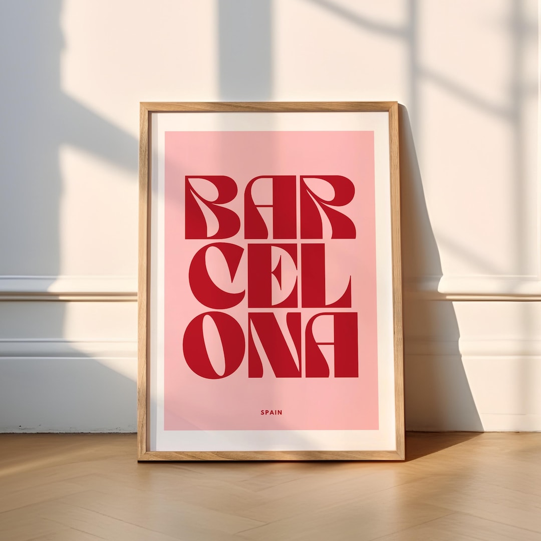 Barcelona Typography Print | 4 Colours | Travel (spain, Madrid, Quirky ...