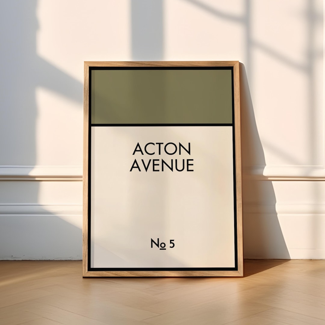 Personalised Monopoly Street Print | 10 Colours | Typography (poster ...