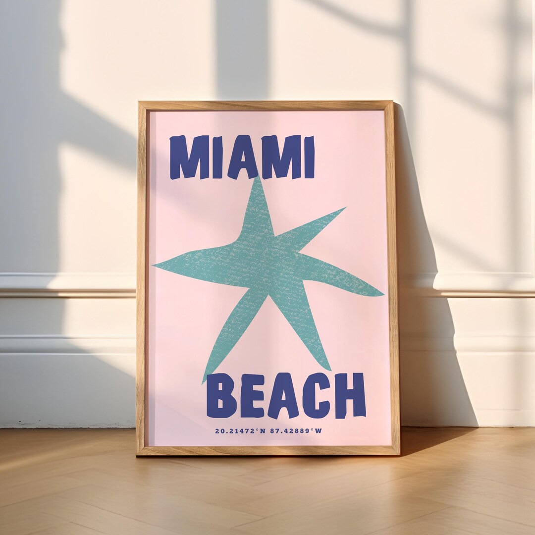 Miami Beach Print | 3 Colours | Travel (travel Prints, Travel Print ...