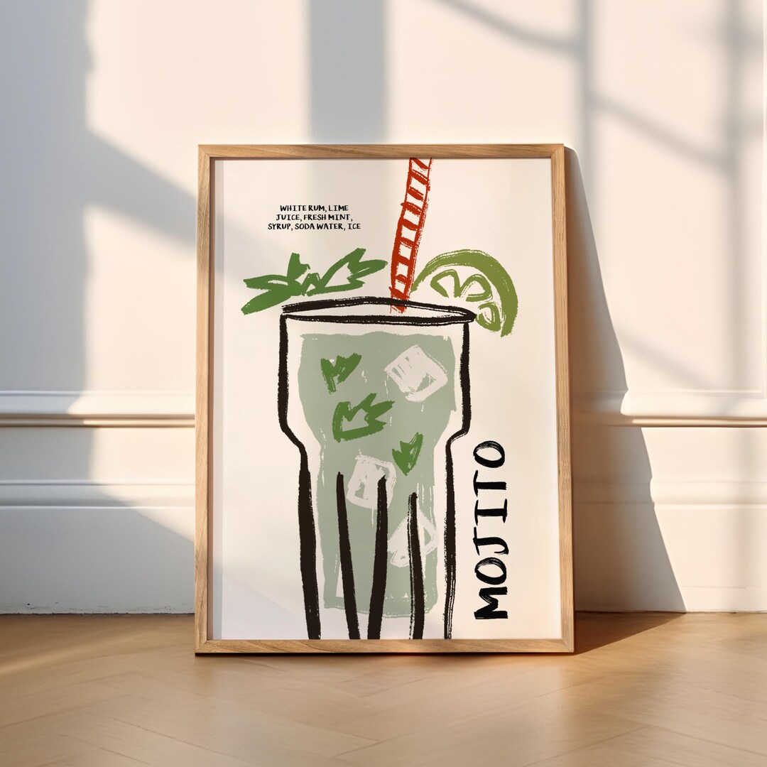Mojito Whimsical Print | Cocktails (cocktail Prints, Kitchen, Wall Art ...