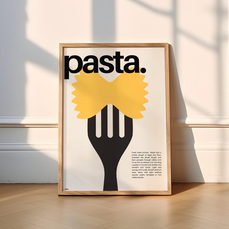 Pasta Print | Kitchen (kitchen Prints, Kitchen Poster, Foodie, Food ...