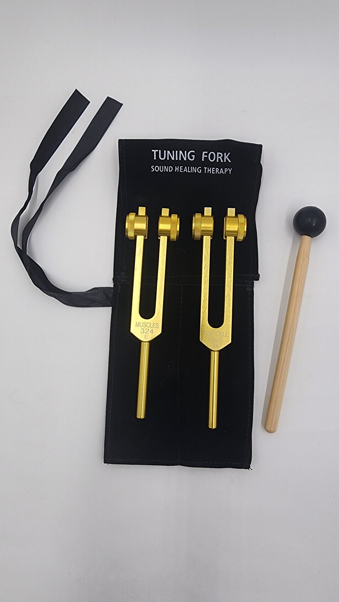 Gold Color Weighted Cellulite Tuning Fork Set 295.80 Hz and 324 Hz ...