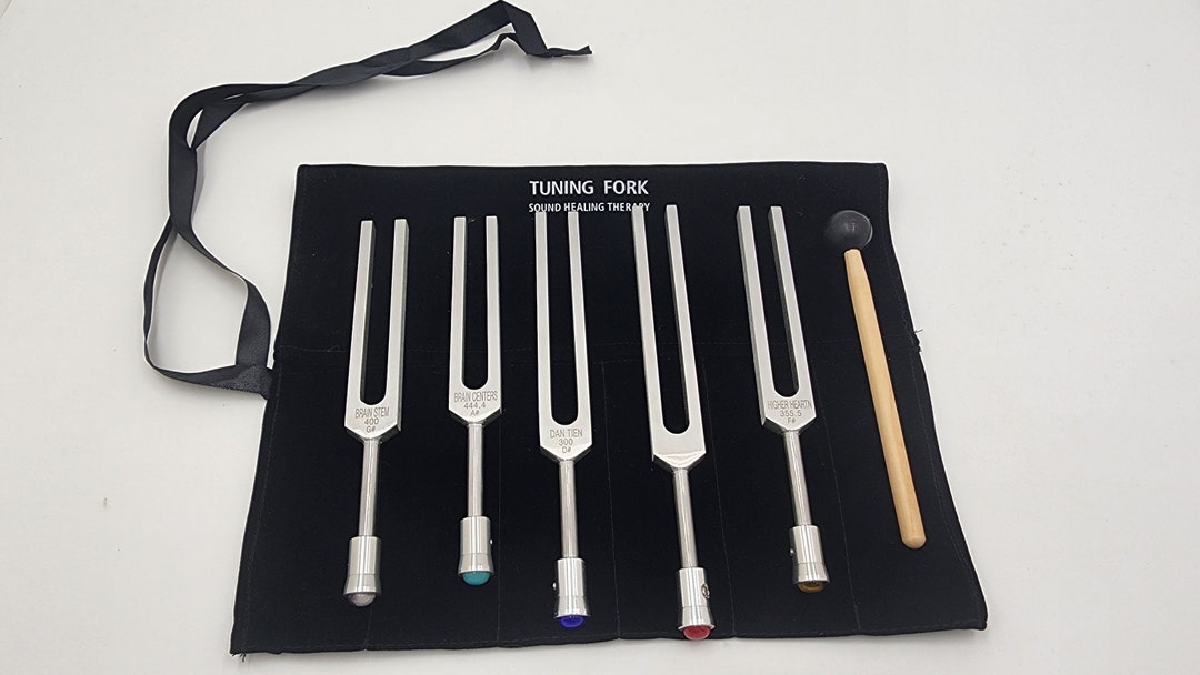 Unweighted Sharp Tuning Fork Set of 5 With Gem Feet Sound Healing ...