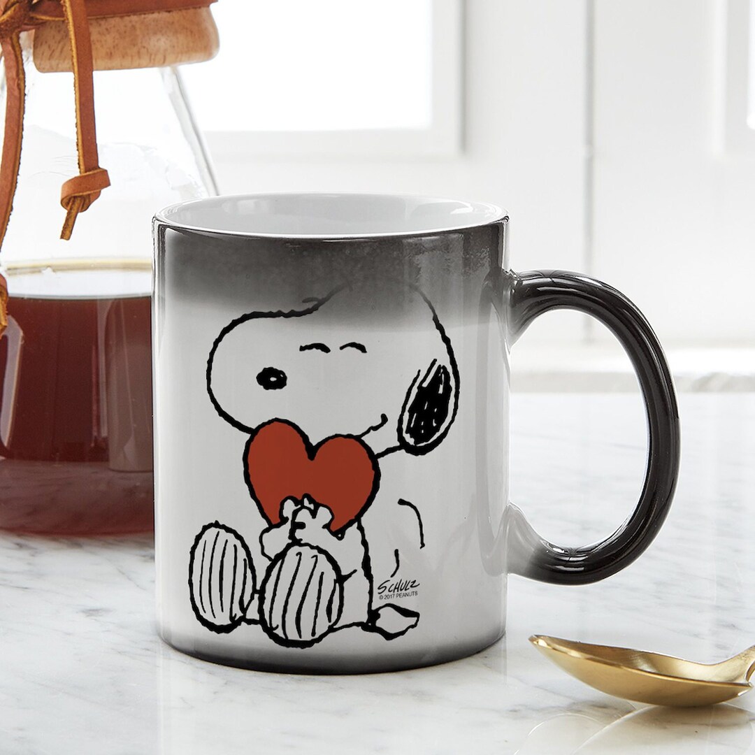 Cafepress Peanuts: Snoopy Heart Magic Mug, Color Changing 11 Oz Ceramic ...