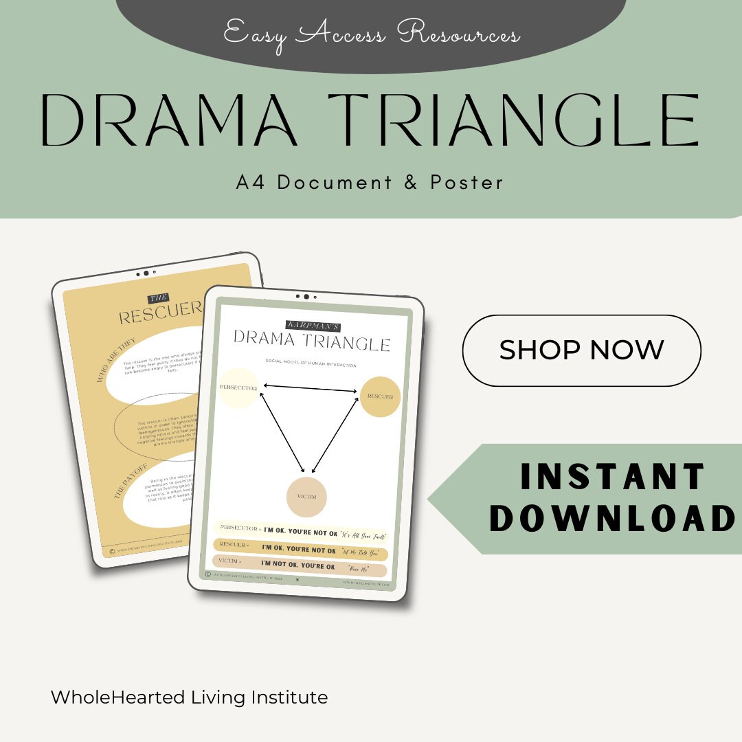Drama Triangle Printout, Therapy Handout, Therapy Poster, Counselling ...