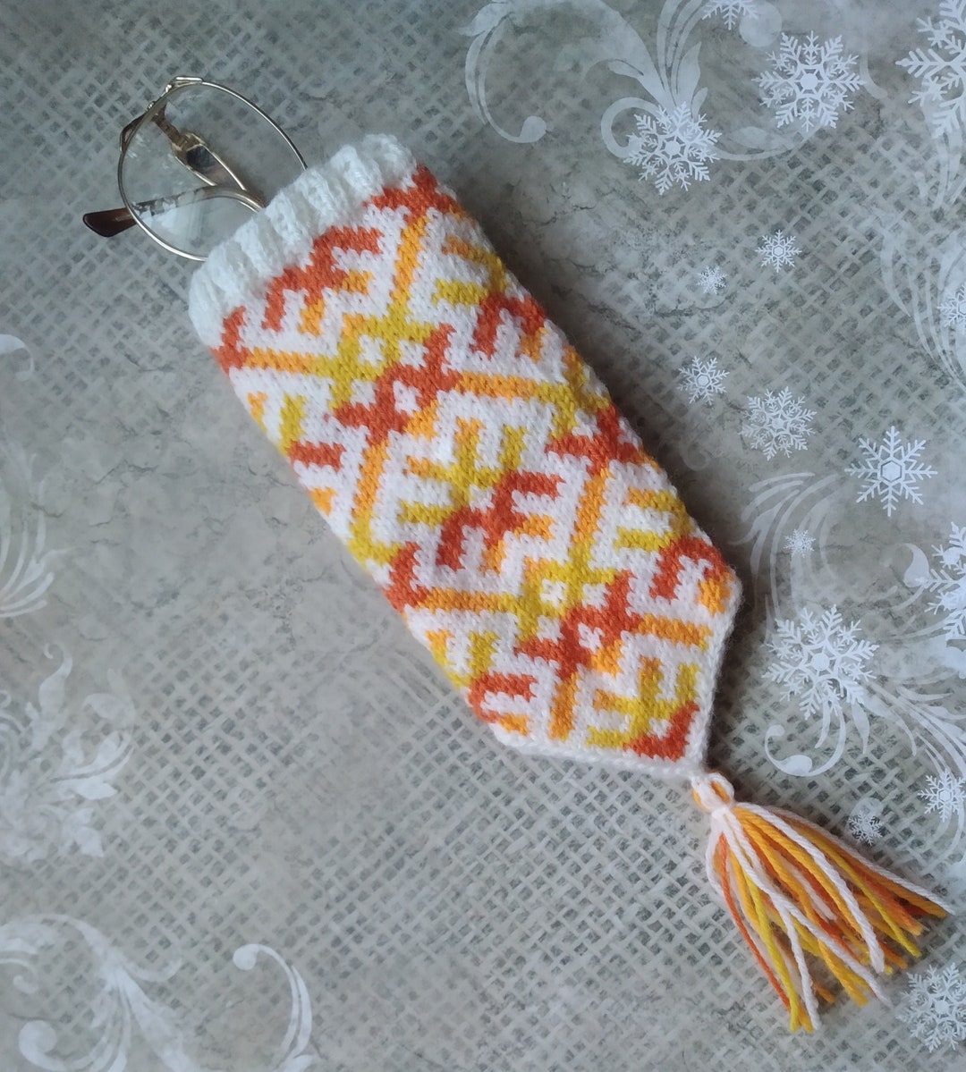 Knitted Knitting Pattern Mobile Phone Case, Phone or Document Case With ...