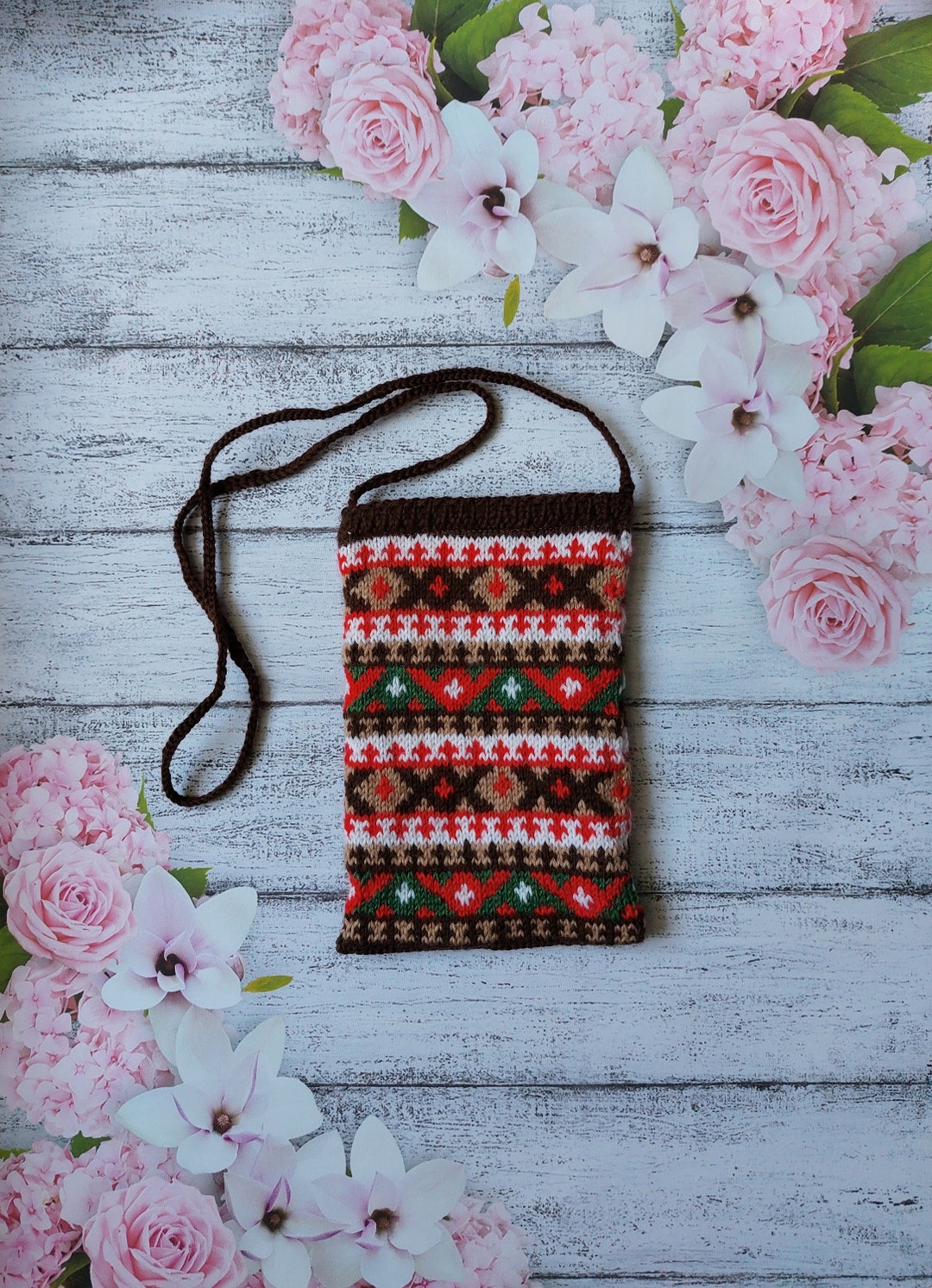 Knitted Knitting Pattern Mobile Phone Case, Phone or Document Case With ...