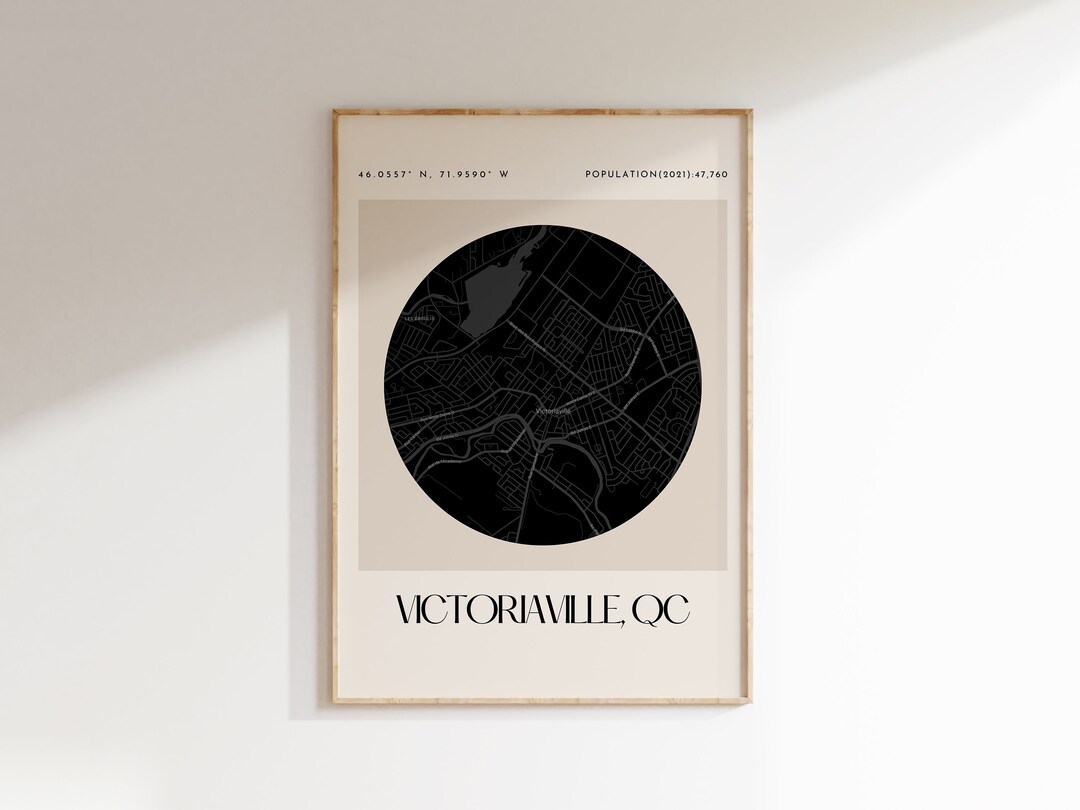 Victoriaville Quebec Mapa Arte mural / Ville de Quebec / - Etsy México