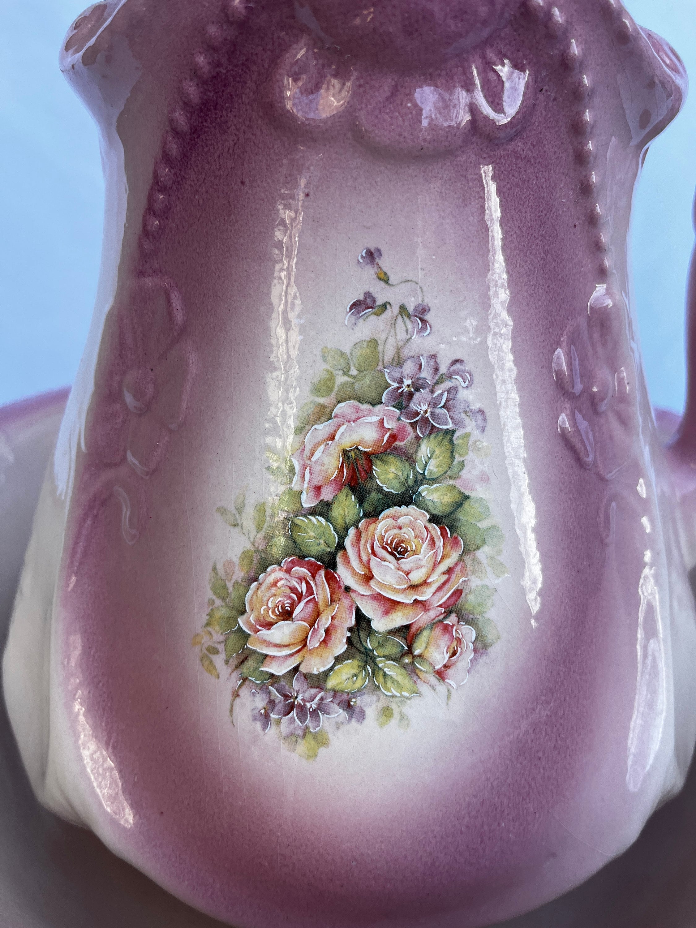Vintage Ironstone Pitcher and Basin, Pink/white/floral, Excellent ...