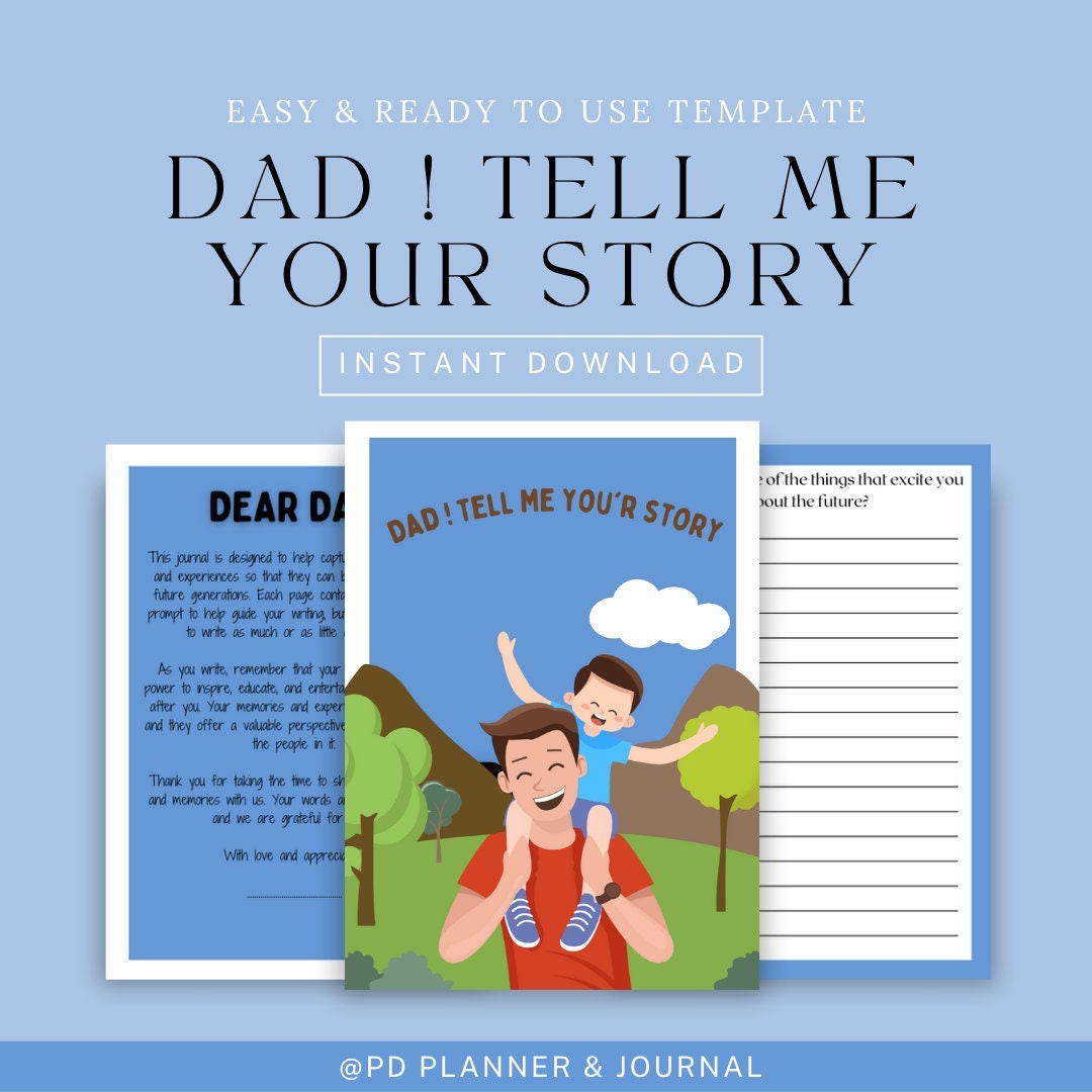 Dad - I Want to Hear Your Story, Printable Journal for Dad, Legacy ...