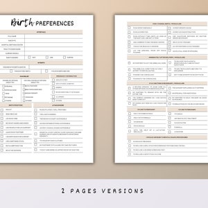 Labor and Delivery, Birth Education, Birth Plan Template, Printable ...