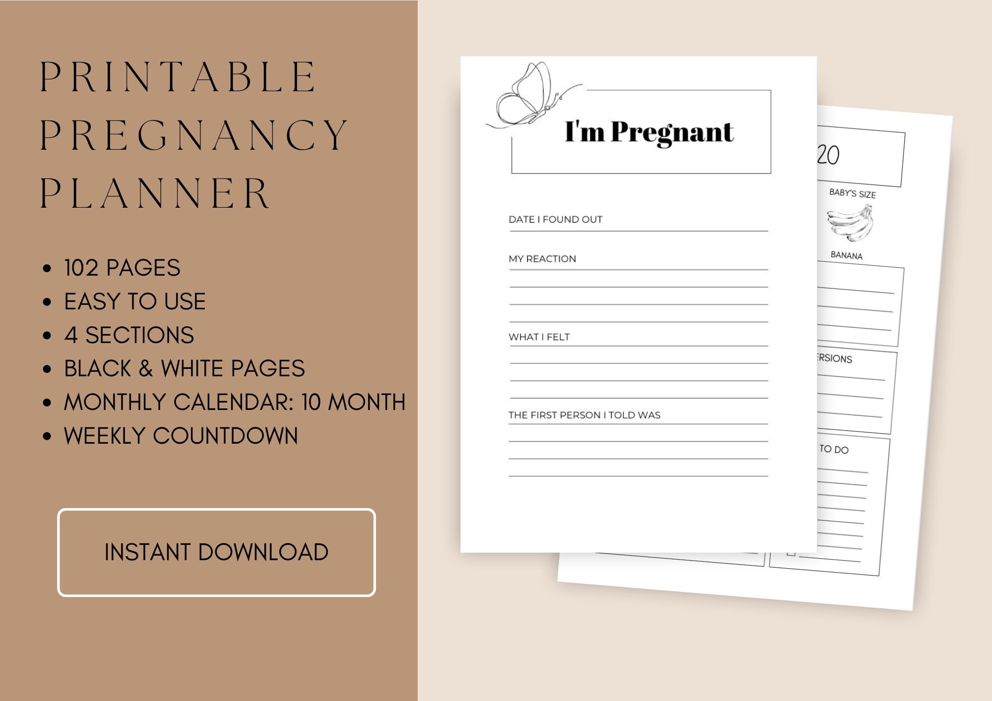 Pregnancy Planner Printable | Printable Pregnancy Journal | Pregnancy ...