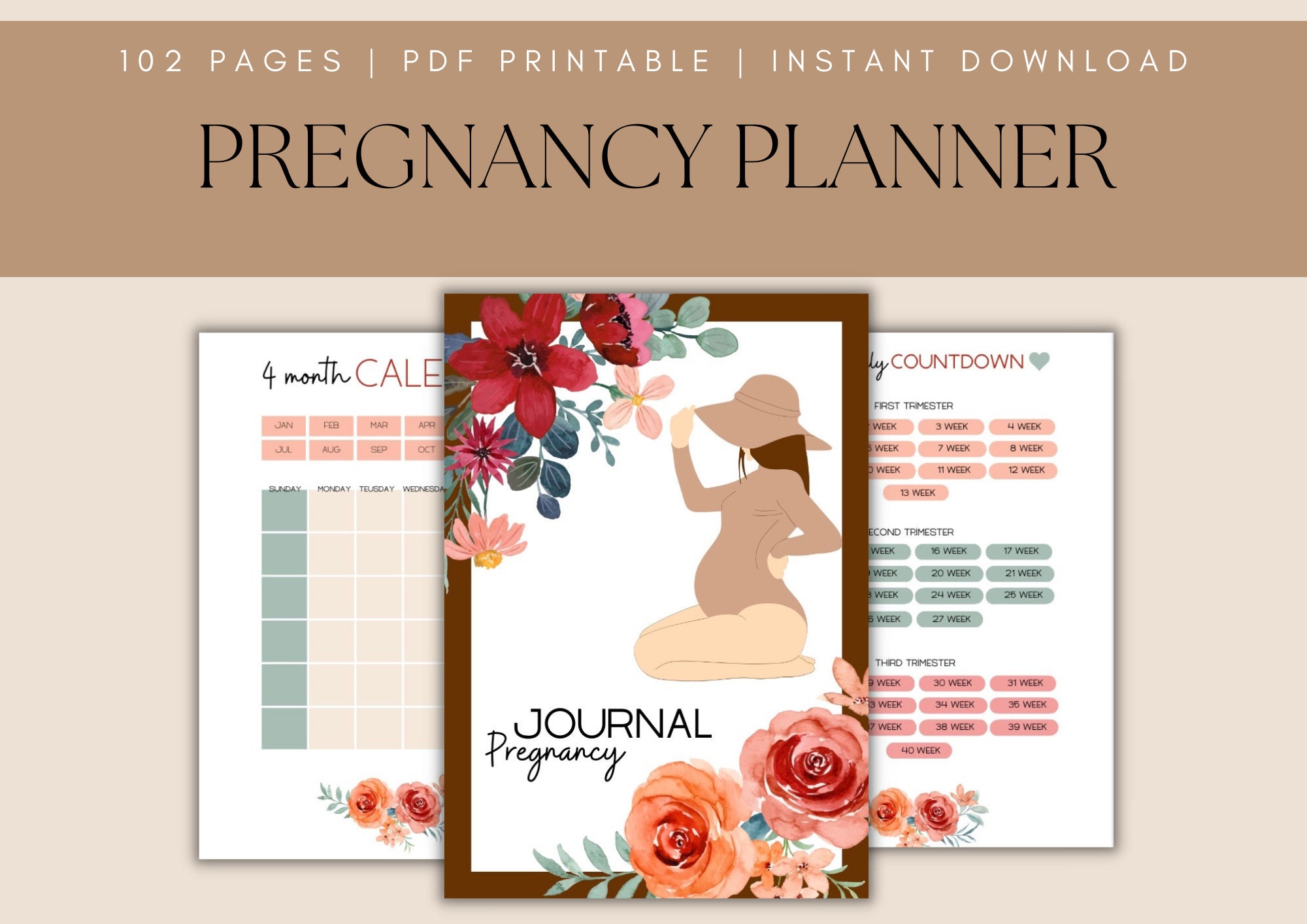 Pregnancy Planner Printable | Printable Pregnancy Journal | Pregnancy ...