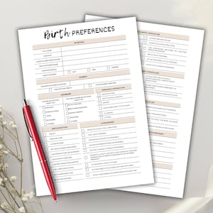 Labor and Delivery, Birth Education, Birth Plan Template, Printable ...