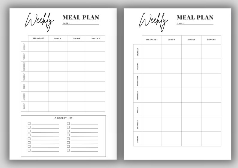 Weekly Meal Planner & Grocery List Printable PDF | Download Meal ...