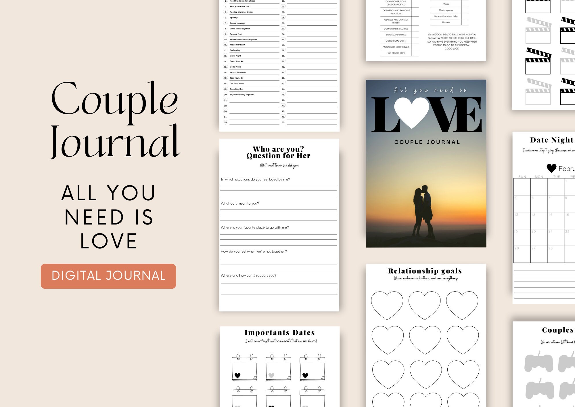 Couples Planner, Printable Couple Journal, Relationship Journal, Date ...