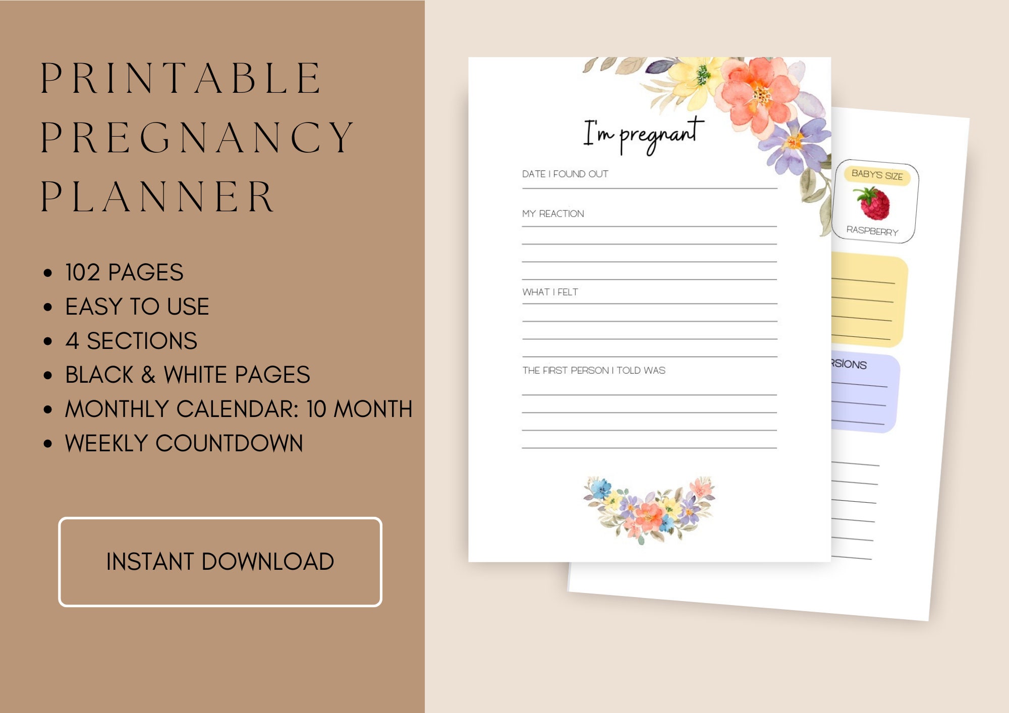 Pregnancy Planner Printable Printable Pregnancy Journal Pregnancy ...