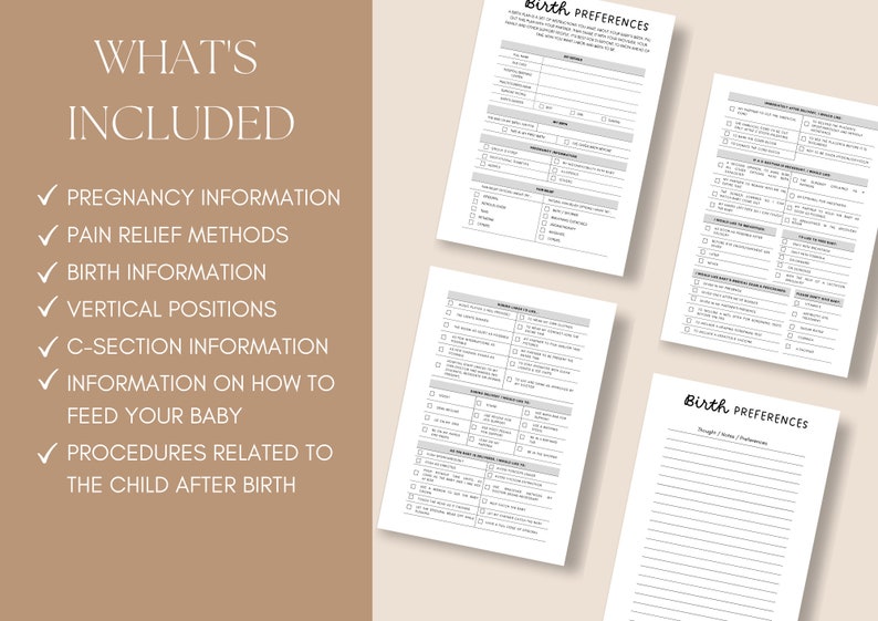 Birth Plan Template, Printable Birth Plan, Birth Preference, Editable ...