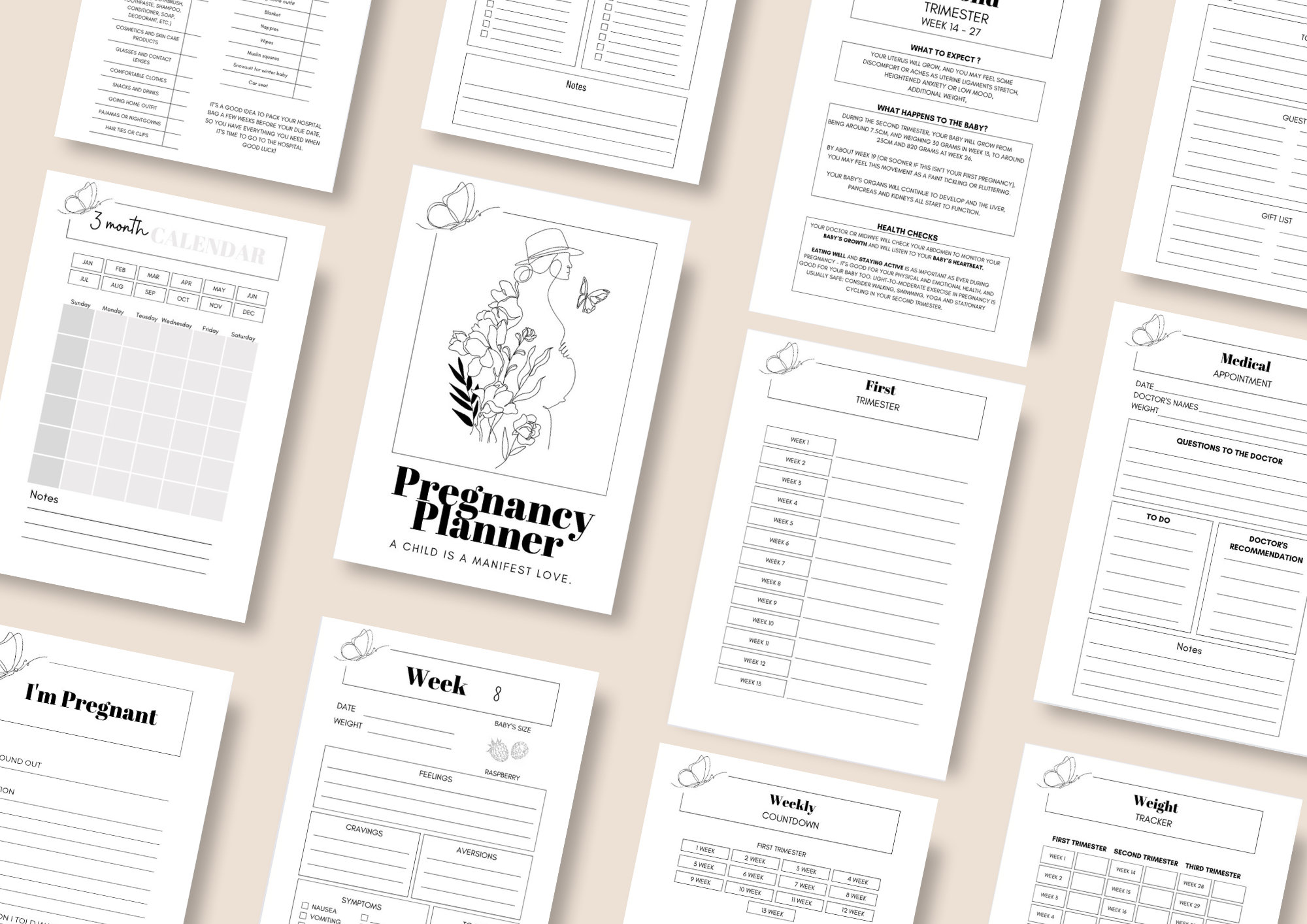 Pregnancy Planner Printable | Printable Pregnancy Journal | Pregnancy ...