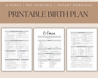 Birth Plan Template, Printable Birth Plan, Birth Preference, Editable ...