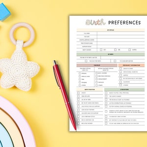 Birth Preferences | Birth Plan Template Editable | Printable Birthing ...
