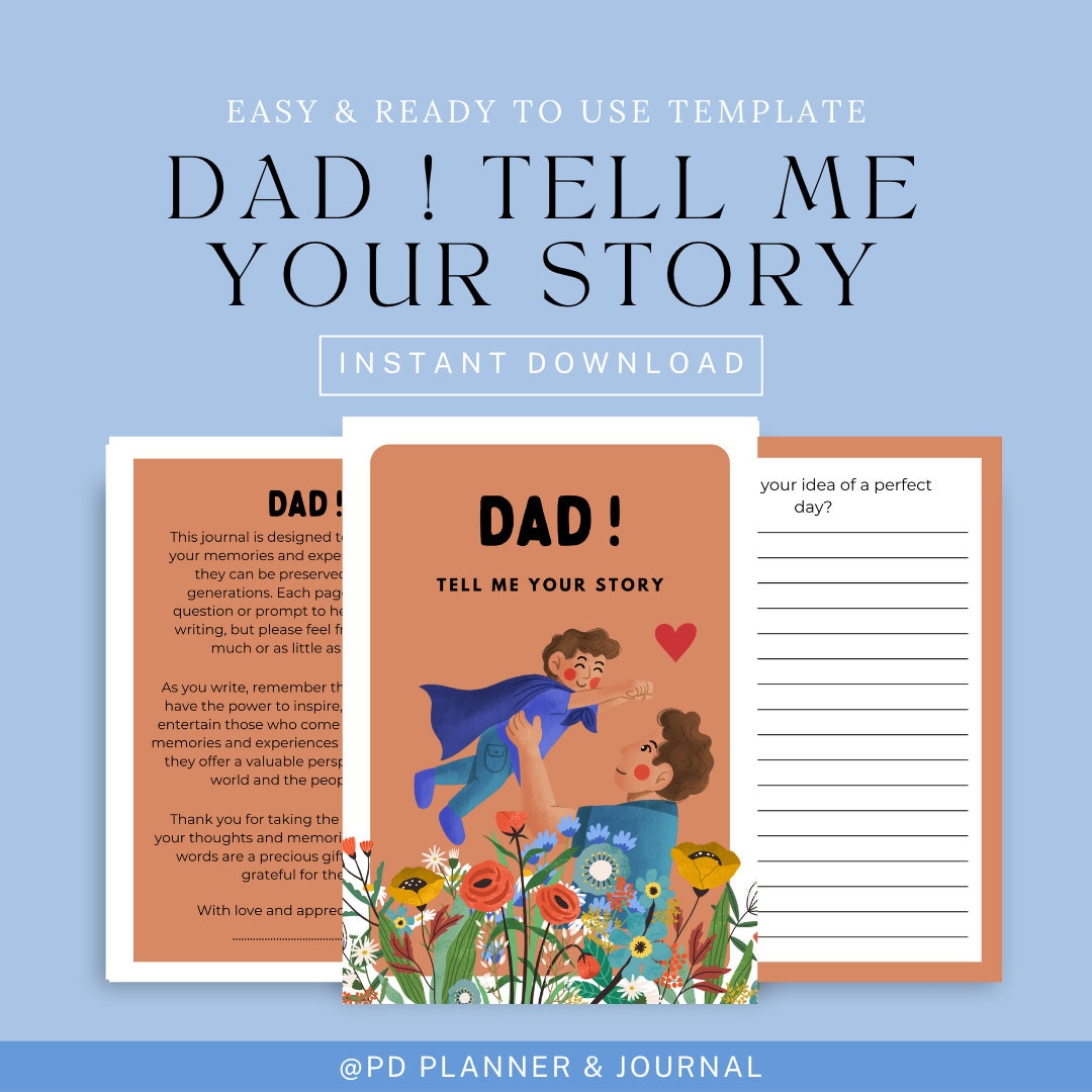 Dad - I Want to Hear Your Story, Printable Journal for Dad, Legacy ...