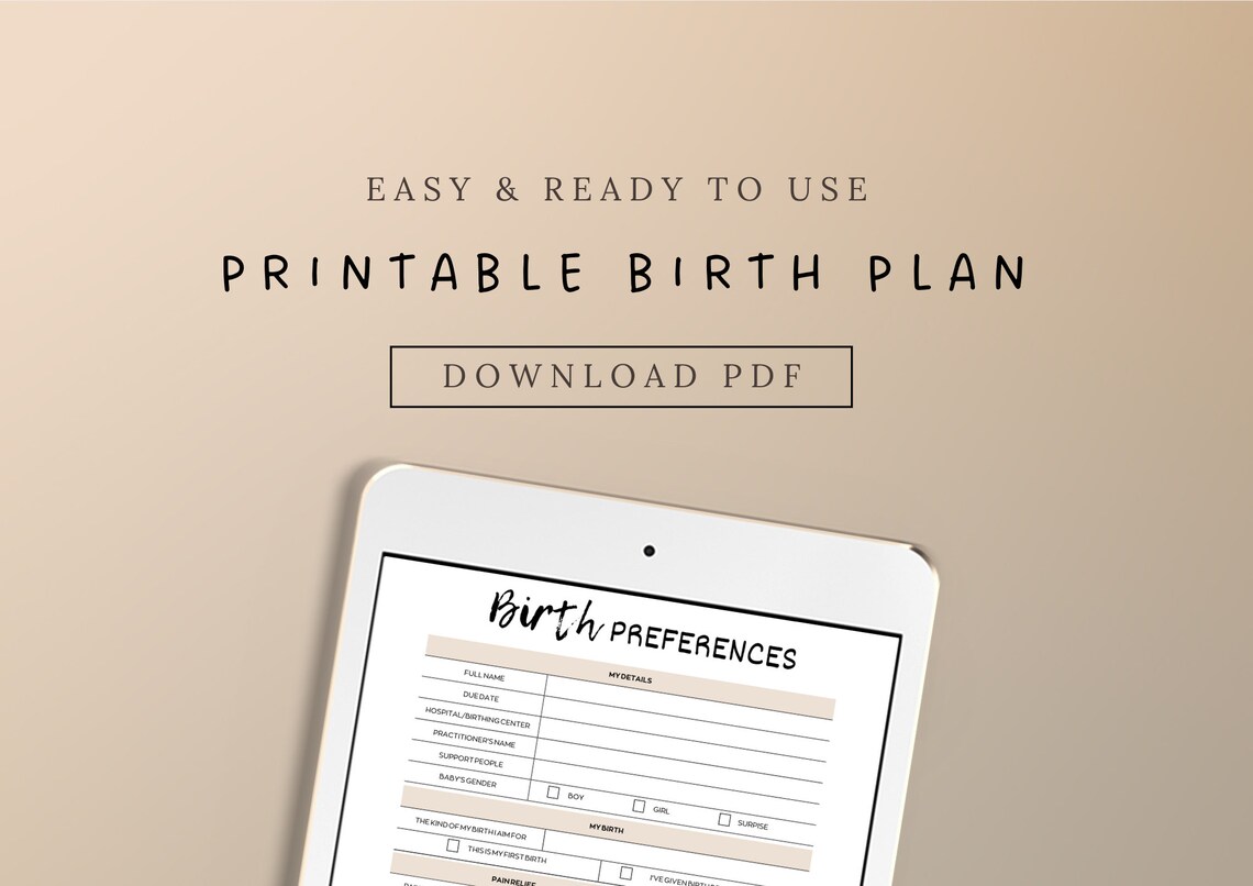 Labor and Delivery, Birth Education, Birth Plan Template, Printable ...