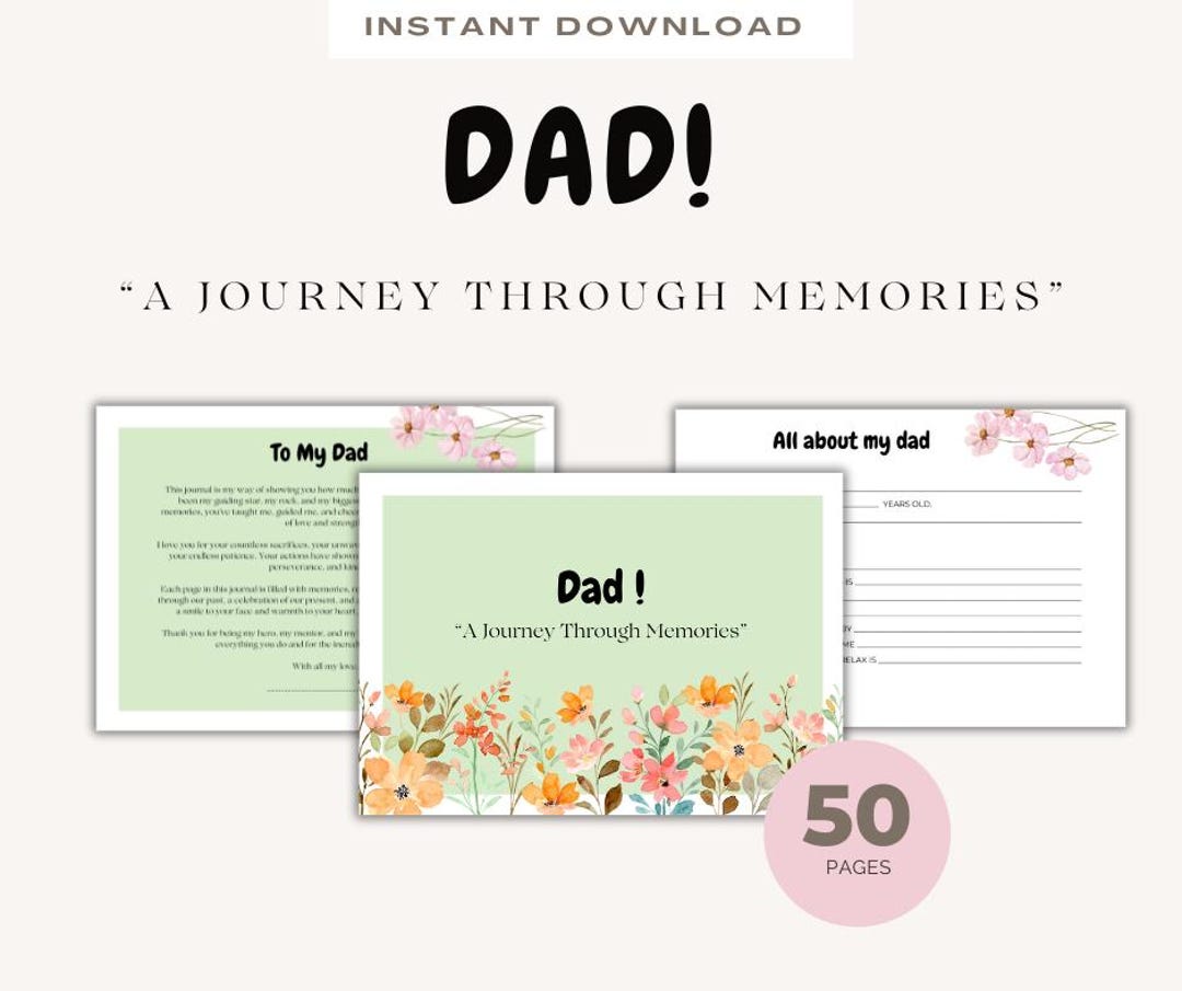 Printable Father Memory Book: Perfect Dad Keepsake, Unique Birthday ...