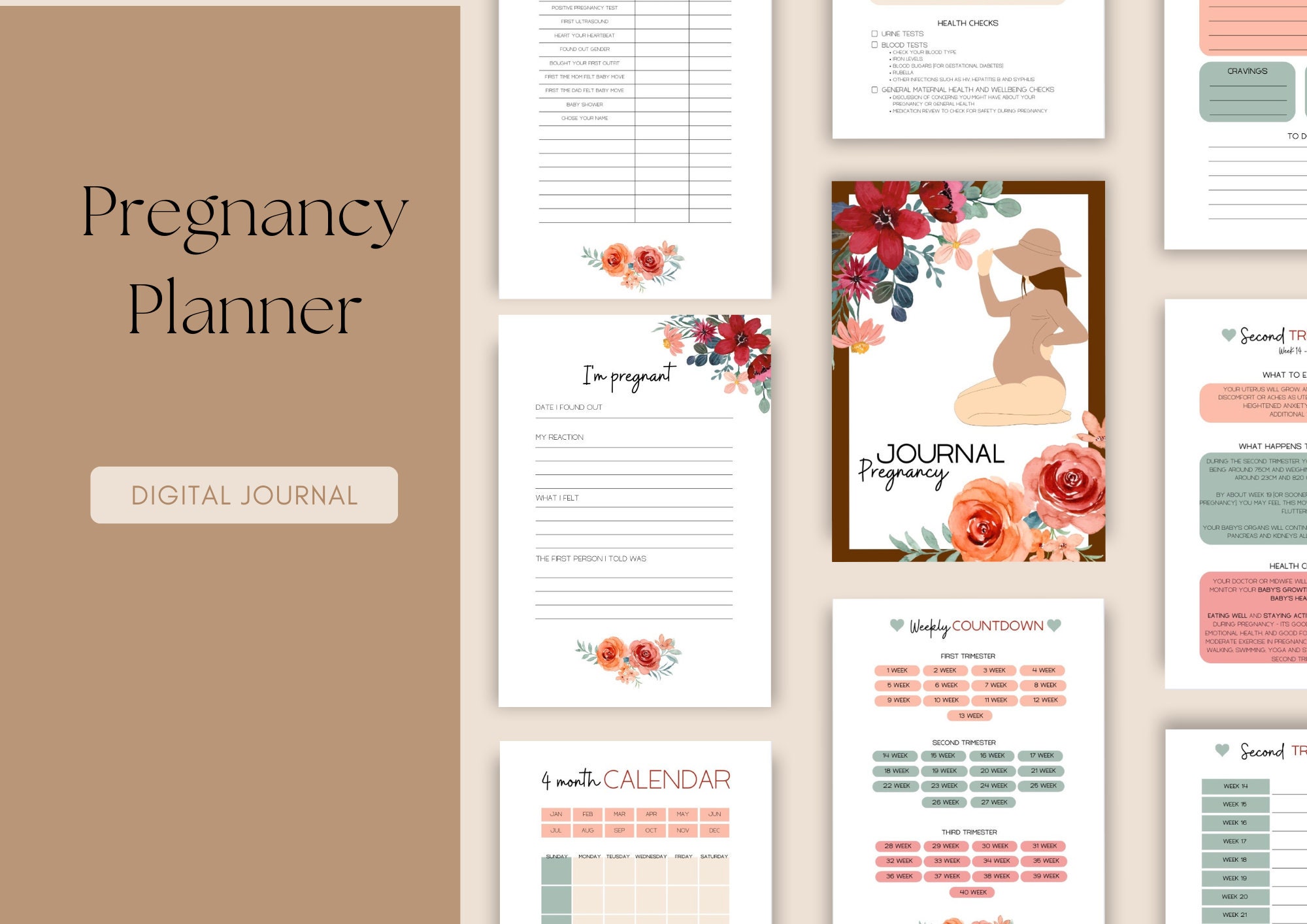 Pregnancy Planner Printable | Printable Pregnancy Journal | Pregnancy ...