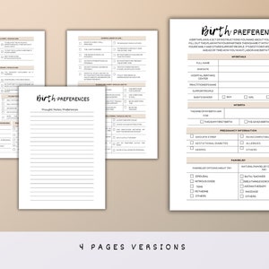 Labor and Delivery, Birth Education, Birth Plan Template, Printable ...