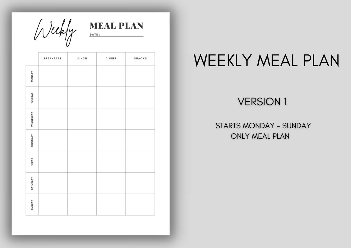 Weekly Meal Planner & Grocery List Printable PDF | Download Meal ...