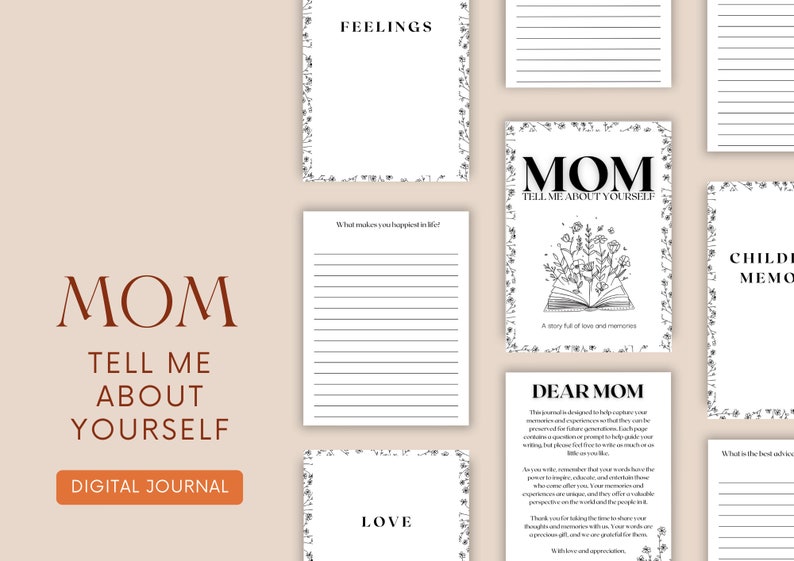 Mom - Tell Me About Yourself | Printable Journal for Mom | Legacy ...