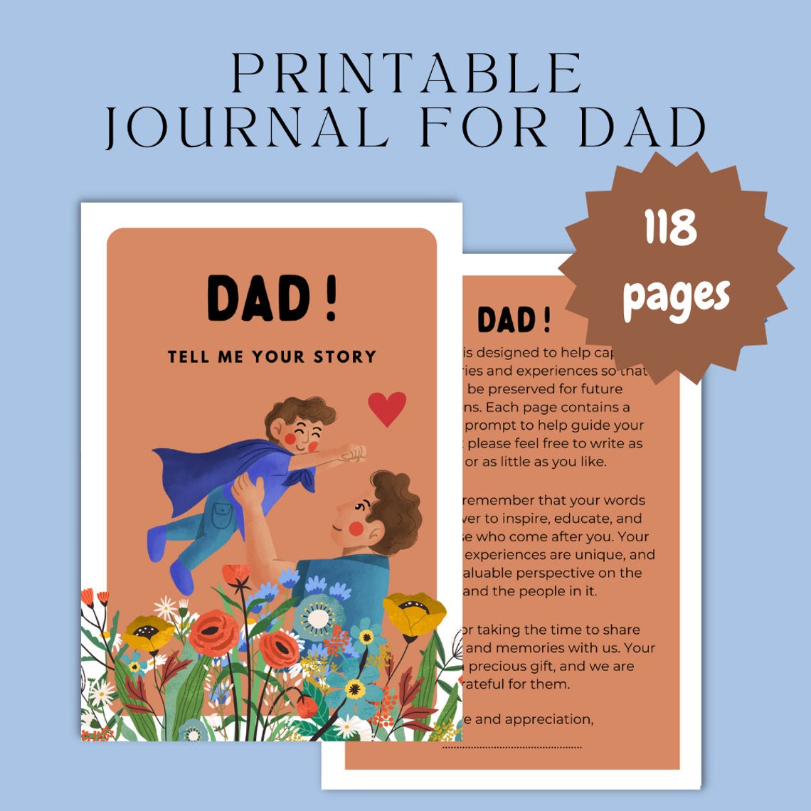 Dad I Want to Hear Your Story, Printable Journal for Dad, Legacy ...