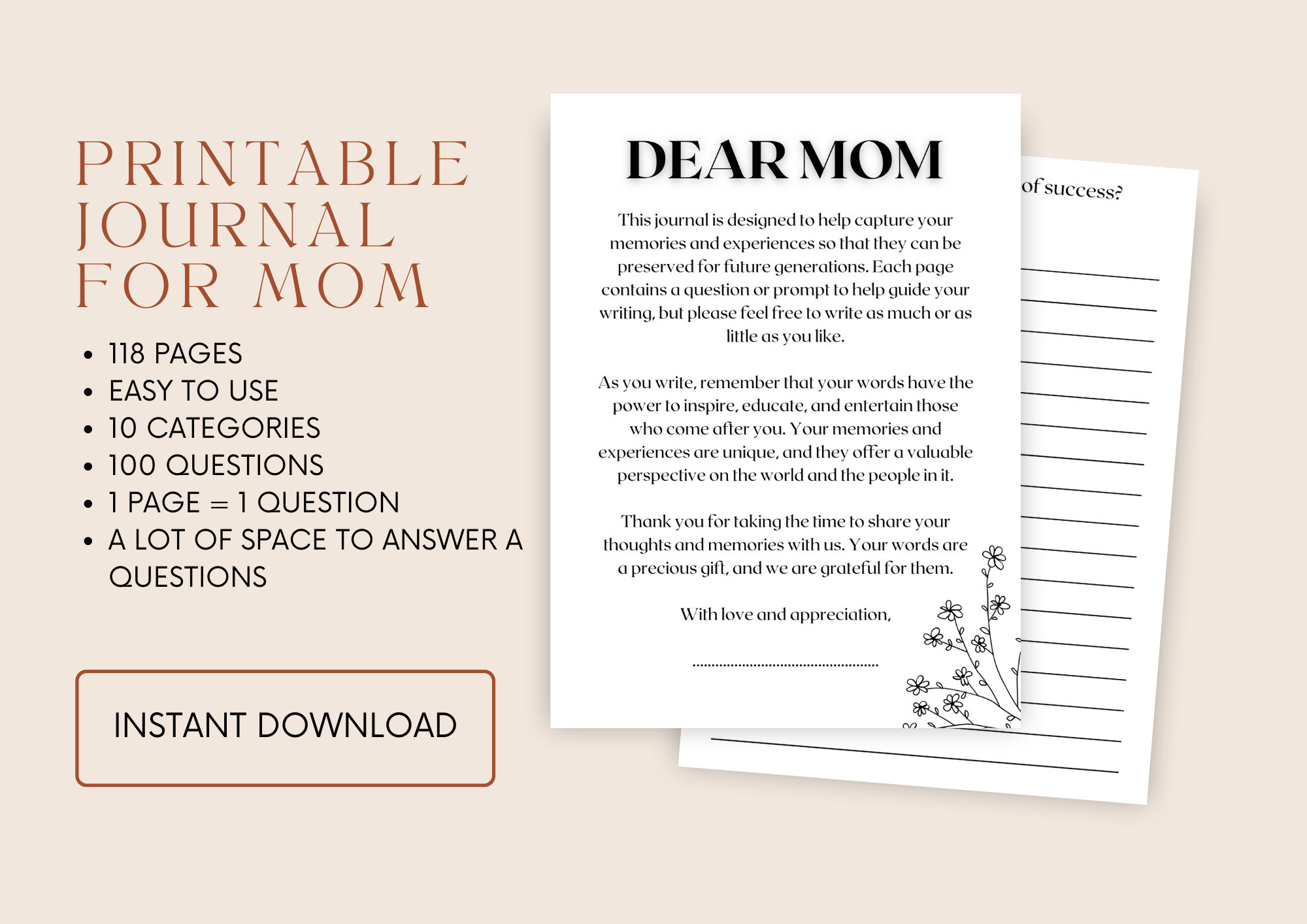 Mom - Tell Me About Yourself | Printable Journal for Mom | Legacy ...