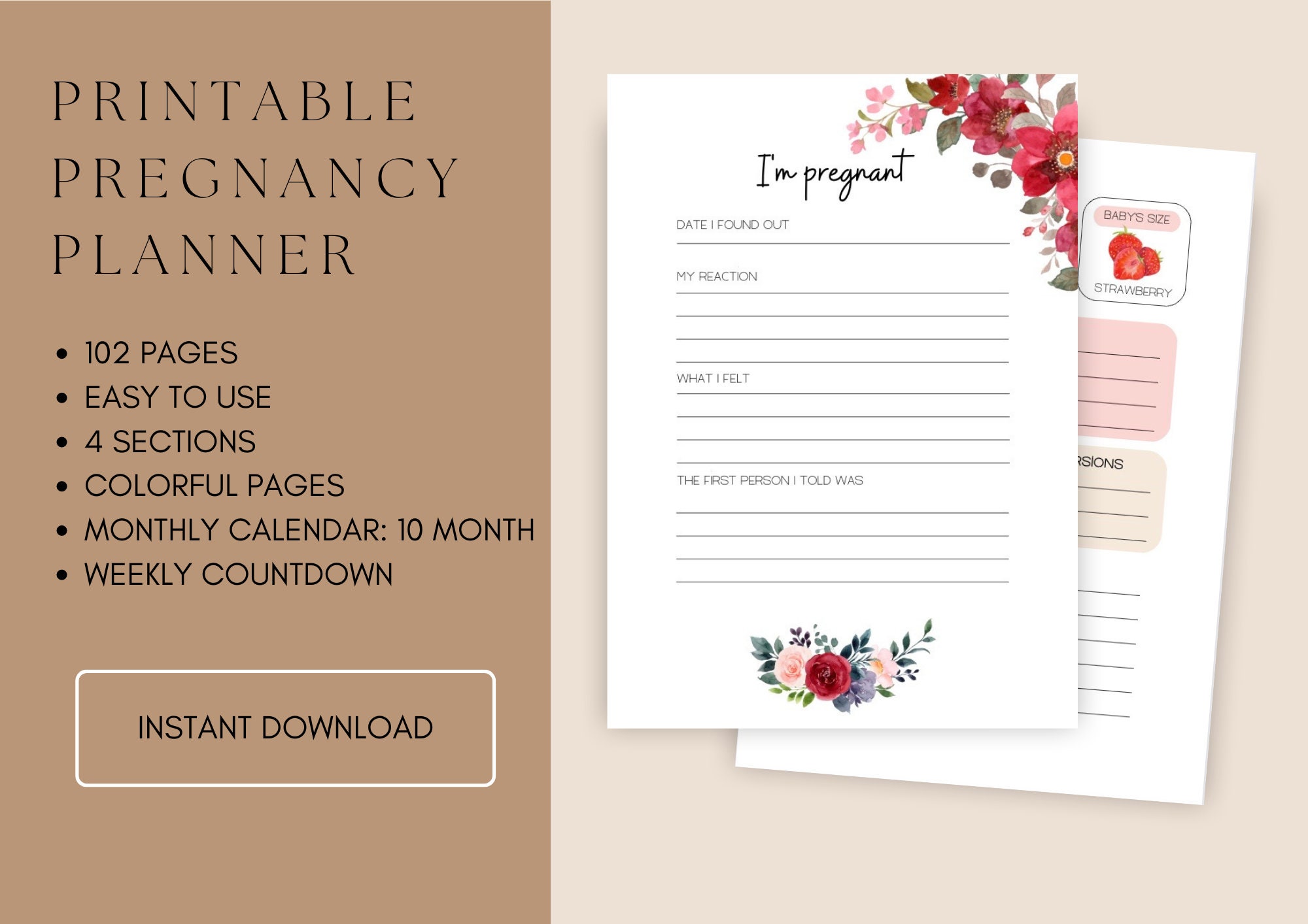 Pregnancy Planner Printable Printable Pregnancy Journal Pregnancy ...
