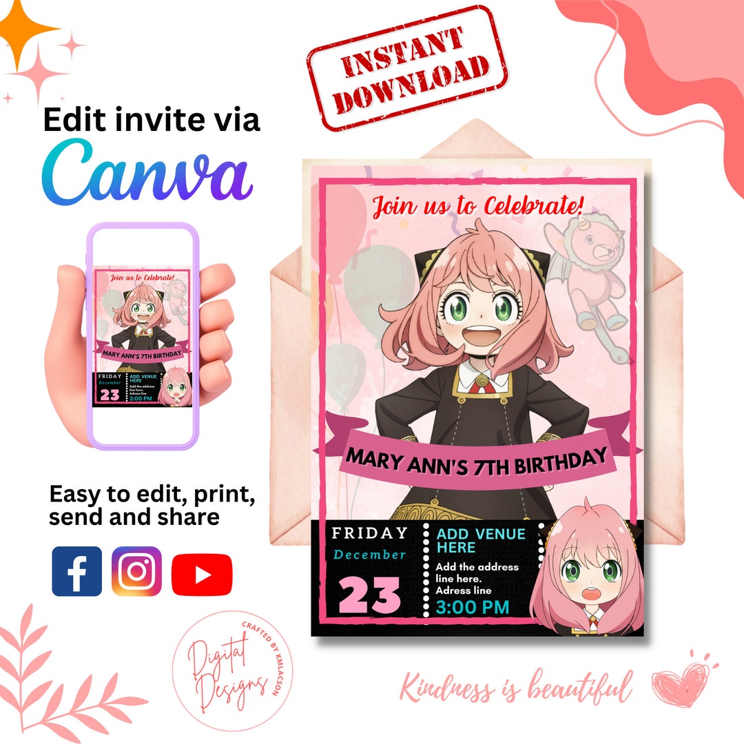 Anya Birthday Invitation - Etsy