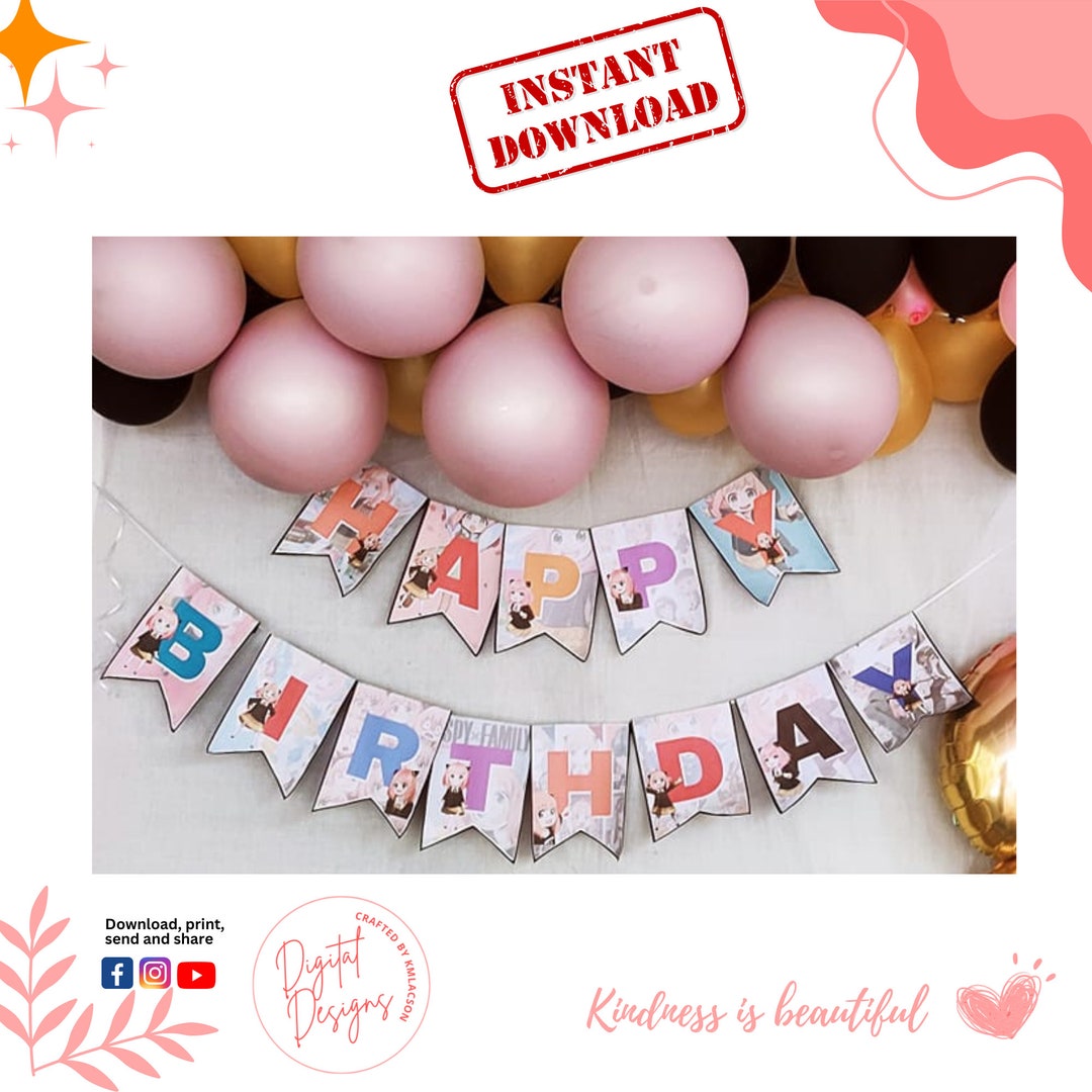 Anya Birthday Banner Bunting - Etsy