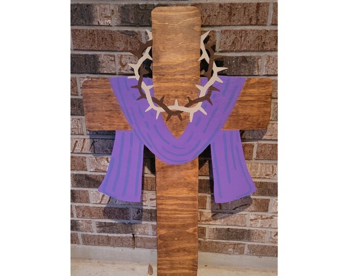 Easter Cross Crown of Thorns Lent Wood Yard Lawn Decor - Etsy