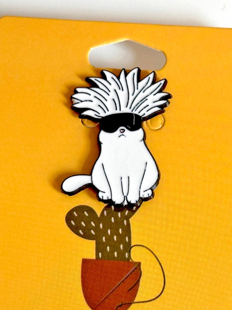 Gojo Satoru Character White Cat Enamel Brooch Pin for Backpacks Cool ...