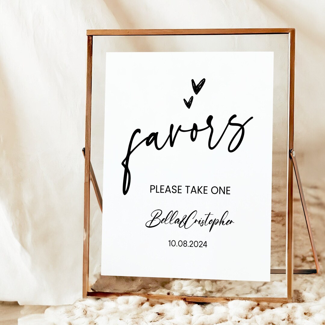 Favor Sign For Bridal Shower EVERLEIGH In Lieu Of Favors Wedding ...