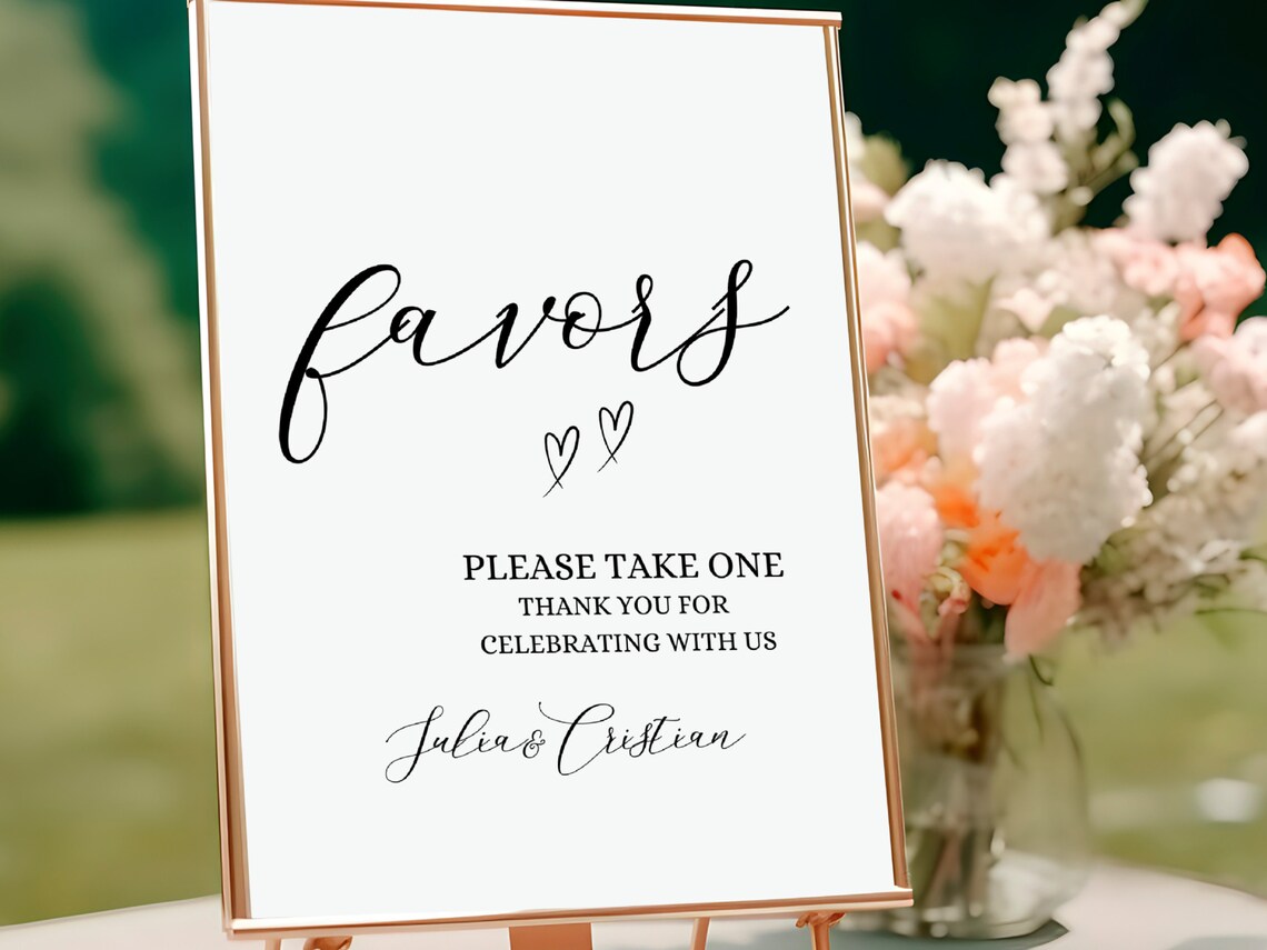 Editable Boho Bridal Shower Favors Sign, Wedding Favor Sign Template ...